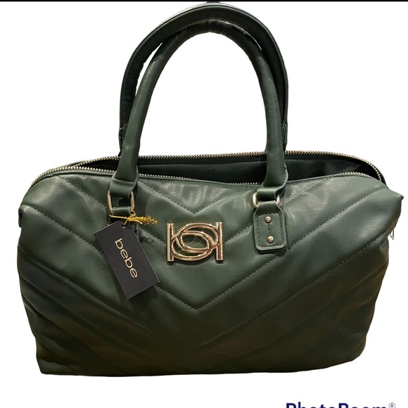 bebe | Bags | Nwt Bebe Levi Hunter Green Medium Quilted W Gold Logo ...
